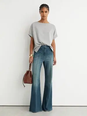 REISS Patch-pocket Flared Jeans - Blue