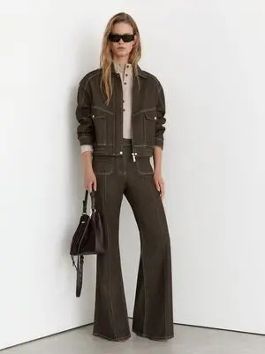 REISS Patch-pocket Flared Jeans - Brown