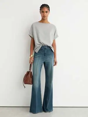 REISS Sakura Mid-rise Flared Jeans - Mid Blue