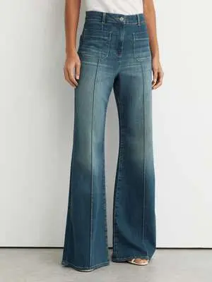 REISS Sakura Mid-rise Flared Jeans - Mid Blue