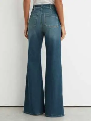 REISS Sakura Mid-rise Flared Jeans - Mid Blue