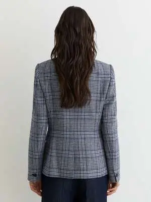 REISS Double-breasted Blazer Cotton-linen