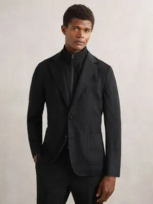 REISS Single-breasted Blazer With Gilet Insert Tailored-fit - Black