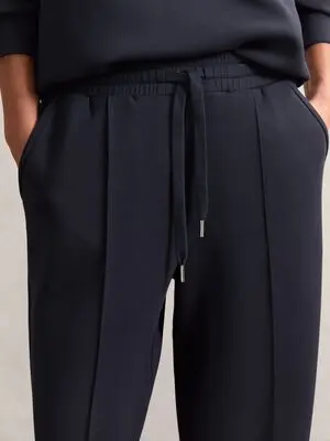 REISS Premium Interlock Wide-leg Joggers - Navy