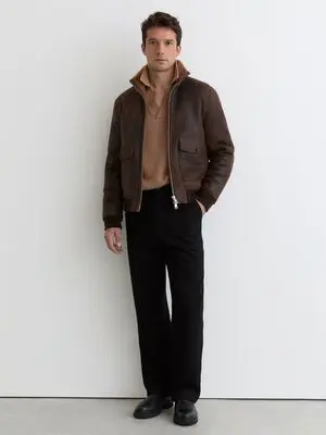 REISS Shearling Zip-through Jacket