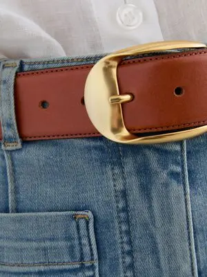 REISS Leather Rounded-buckle Belt