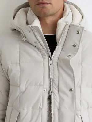 REISS Fleece-lined Hooded Puffer Jacket