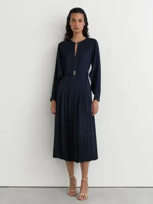 REISS Houndstooth-check Belted Midi Dress