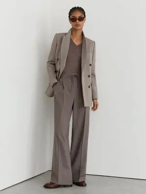 REISS Petite Wide-leg Pull-on Drawstring Trousers - Neutral