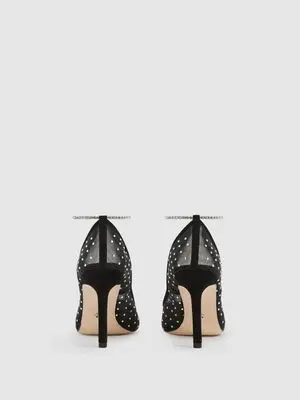 Paige Silva Embellished Mesh Court Shoes With Ankle Strap