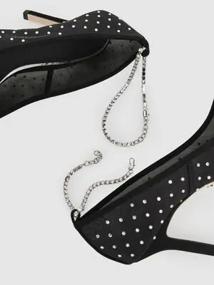 Paige Silva Embellished Mesh Court Shoes With Ankle Strap