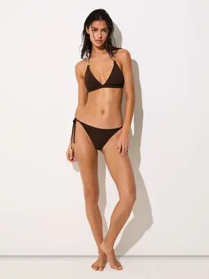 REISS Triangle Halter-neck Bikini Top With Gold-tone Hardware - Chocolate