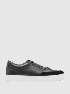 REISS Bonded-leather Low-top Trainers - Black