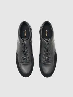 REISS Bonded-leather Low-top Trainers - Black