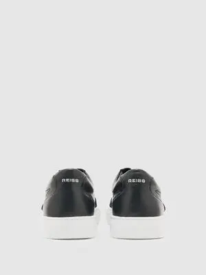 REISS Bonded-leather Low-top Trainers - Black