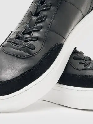 REISS Bonded-leather Low-top Trainers - Black