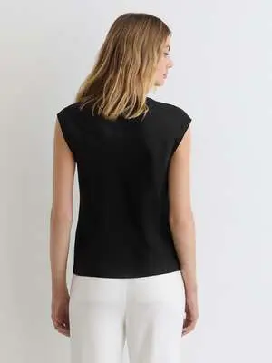 REISS Silk Cowl-neck Sleeveless Top - Black