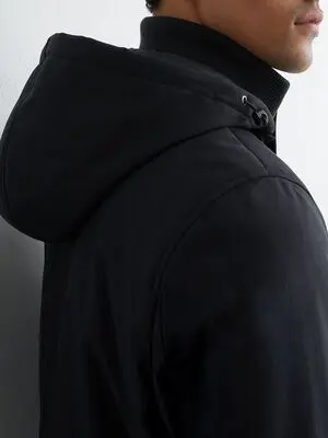 REISS Hooded Zip-through Padded Coat - Navy