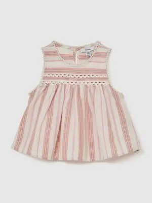 REISS 3-9 Yrs Cotton-linen Striped Babydoll Top