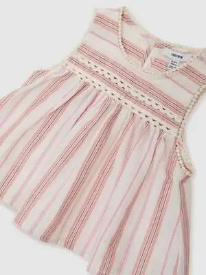 REISS 3-9 Yrs Cotton-linen Striped Babydoll Top