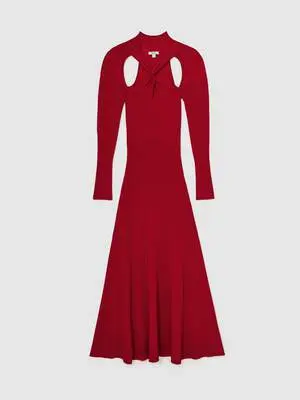 REISS Knitted Cut-out Maxi Dress - Red