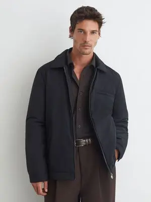 REISS Technical Padded Zip-through Jacket - Navy