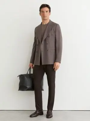 REISS Slim Fit Stretch Drawstring Trousers - Brown