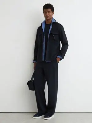 REISS Slim Fit Stretch Drawstring Trousers - Navy