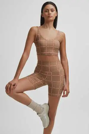 The Upside Check Spin Shorts - Brown Check