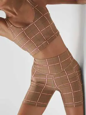 The Upside Check Spin Shorts - Brown Check