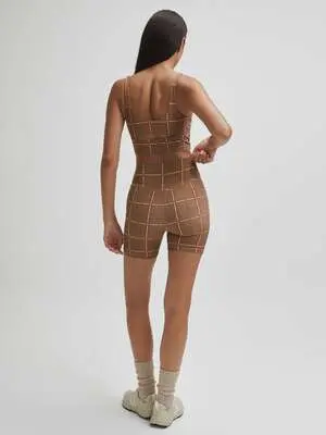 The Upside Check Spin Shorts - Brown Check