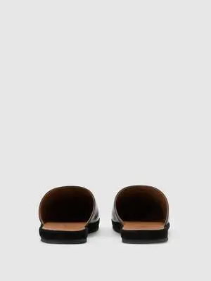 REISS Leather Checkerboard-embossed Mules