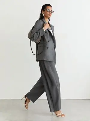 REISS Elasticated-waist Barrel-leg Trousers