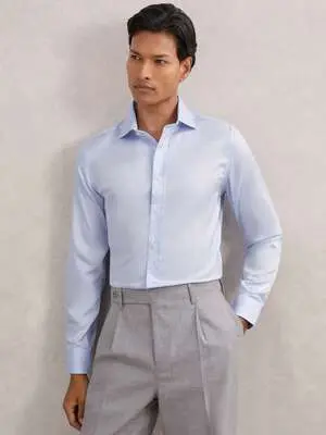 REISS Regular Fit Cotton-blend Stretch Shirt - Soft Blue