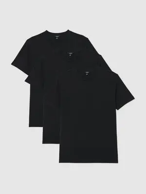 REISS Wheat Melange & Coco Brown Bless Pack Cotton Crew-neck Tailored-fit T-shirts-pack - Black