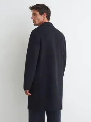 REISS Wool-blend Single-breasted Epsom Coat - Navy