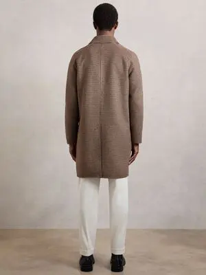 REISS Wool-blend Dogtooth-check Overcoat