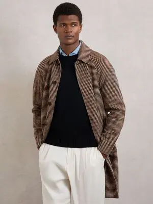 REISS Wool-blend Houndstooth Check Overcoat