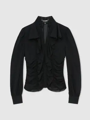 ATELIER Silk-blend Ruffled Blouse - Black