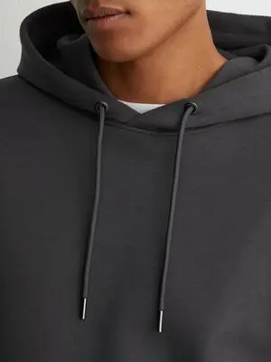 REISS Premium Interlock Hoodie - Charcoal Grey