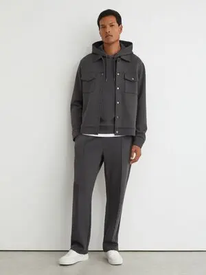 REISS Premium Interlock Hoodie - Charcoal Grey