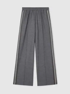 REISS Mélange Side-stripe Wide-leg Trousers