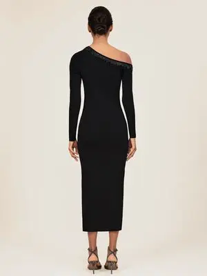REISS Bead-detail Off-shoulder Knit Dress