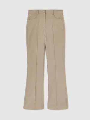REISS Petite Flared Twill Seam-detail Trousers