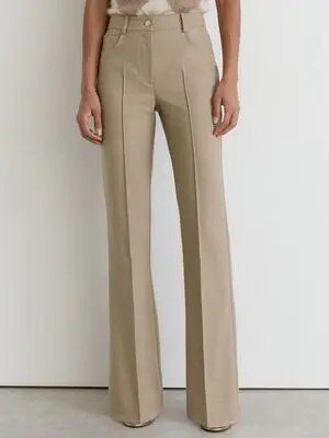 REISS Petite Flared Twill Seam-detail Trousers