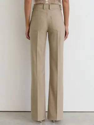 REISS Petite Flared Twill Seam-detail Trousers
