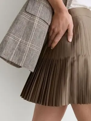 REISS Satin Pleated Mini Skirt