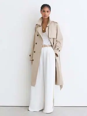 REISS Hooded Insert Trench Coat - Stone