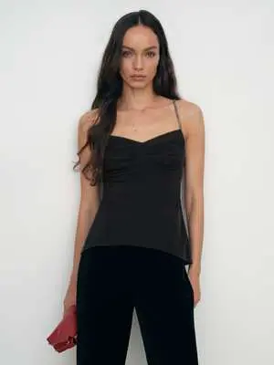 REISS Chain-strap Cami Top - Black