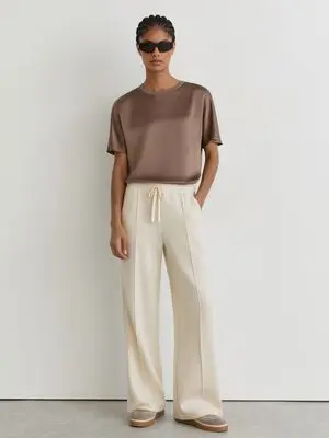 REISS Premium Interlock Wide-leg Joggers